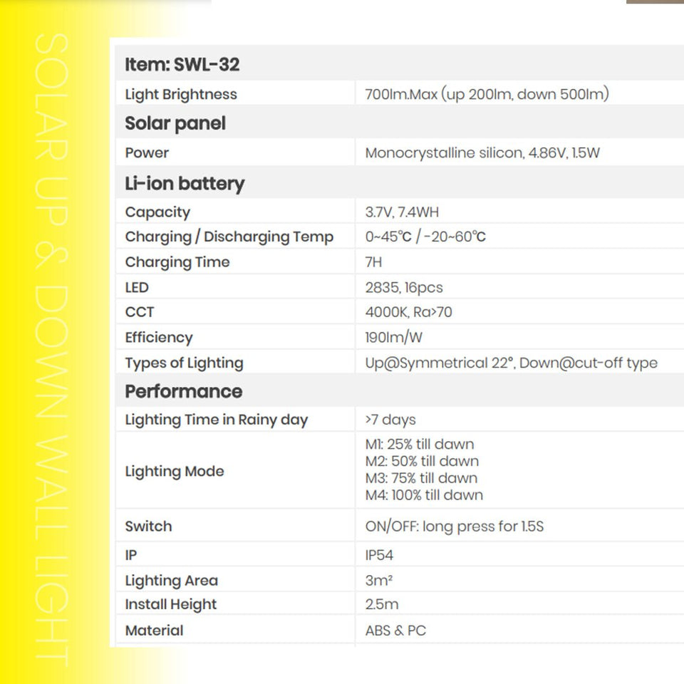 Solar Up and Down Light | Solar Wall Light | Shapeable Down Beam